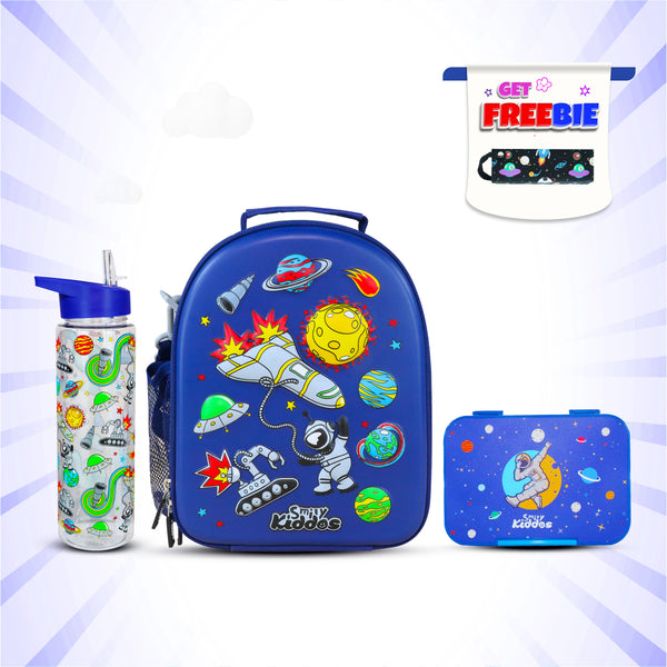 Space Theme Lunch Combo 3-in-1 Pack (Lunch Bag, Lunch Box & Water Bott ...